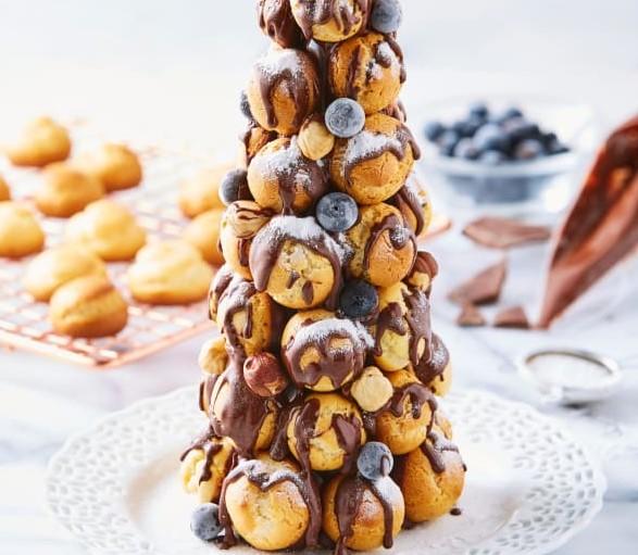 【巧克力泡芙塔 Cookidoo的做法步骤图】黑沙滩小鲨鱼_下厨房